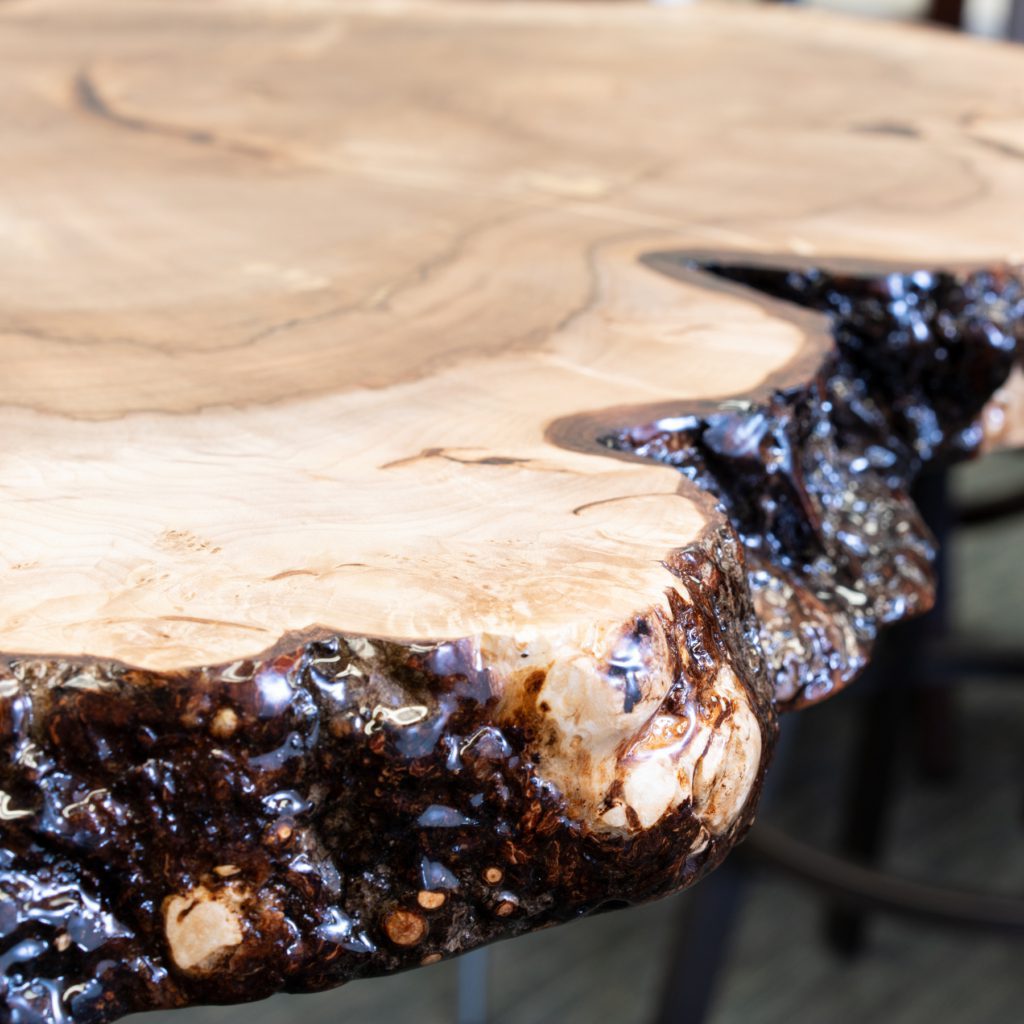 Live Edge Maple Pub Table Top with Pedestal | Royal Billiard & Recreation